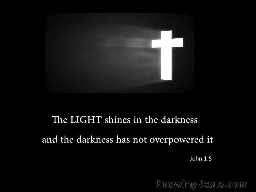 John 1:5 The LIGHT Shines In The Darkness (black)